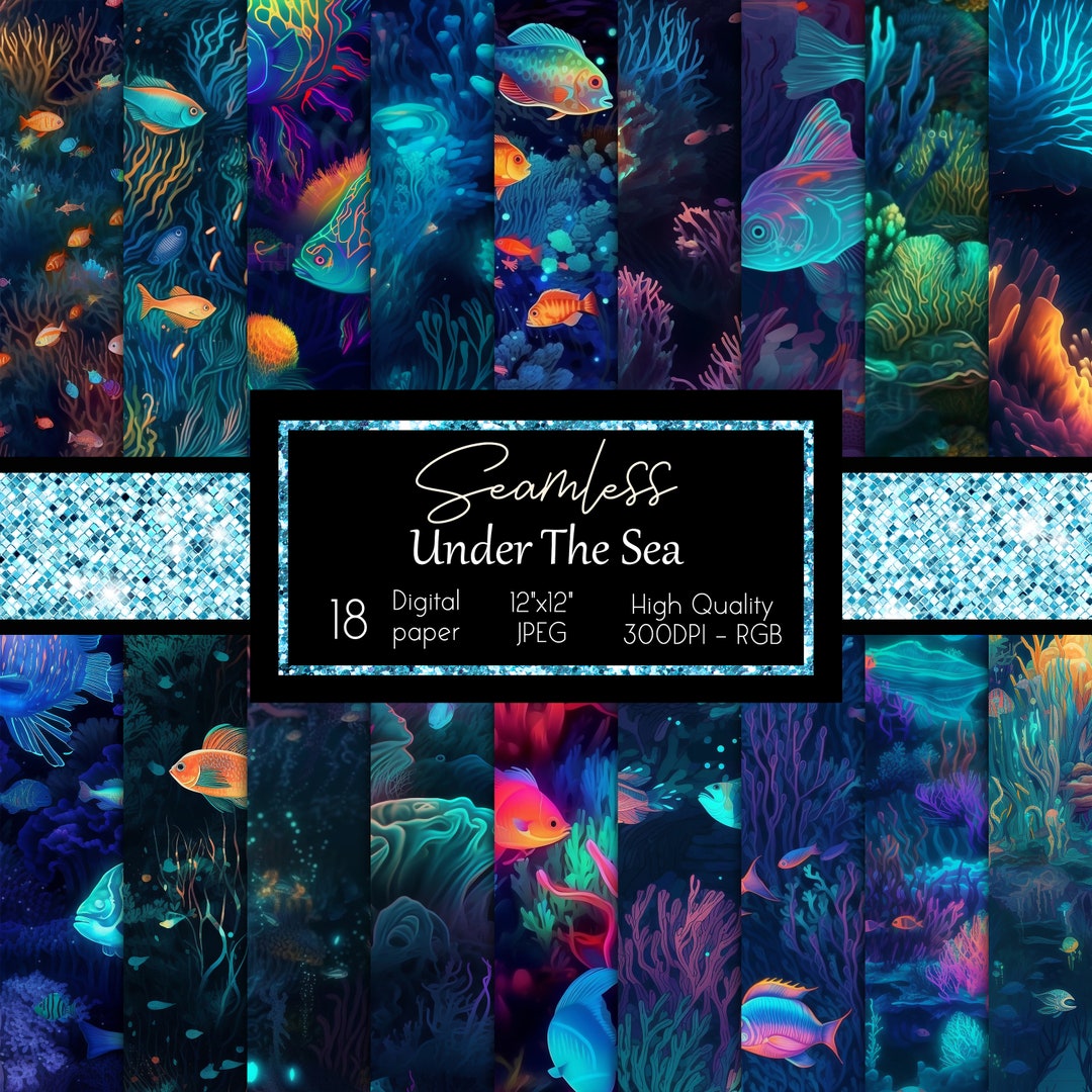 Under the Sea Digital Paper Fantasy Under World Background Paper Pack ...