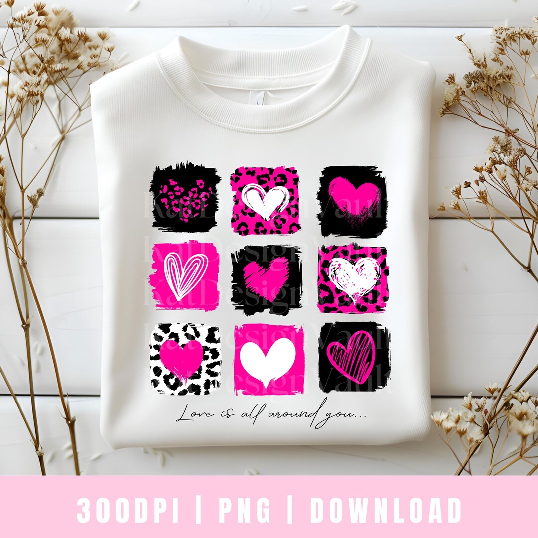 Love Heart PNG Pink Valentine Leopard Heart Sublimation, Love is All ...