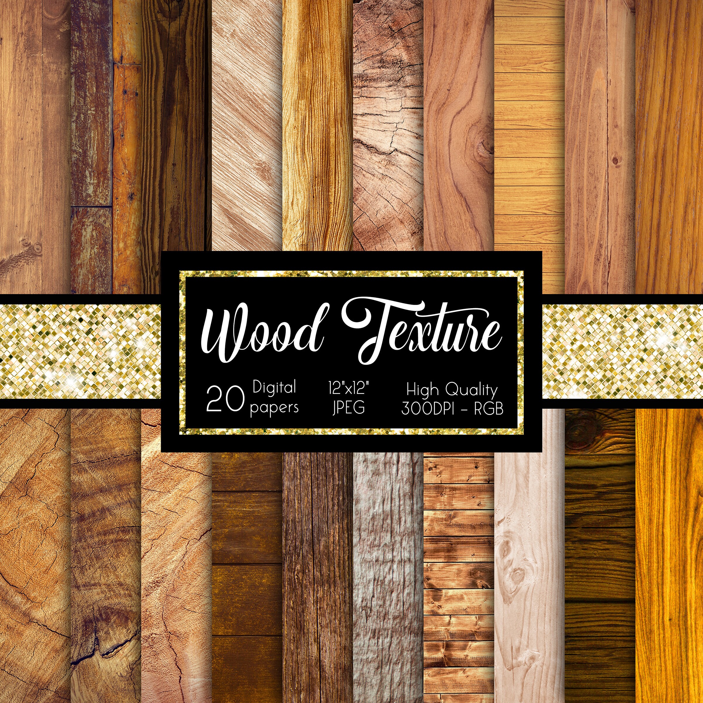 Wood Textures Digital Paper, Light and Dark Natural Wood Digital ...