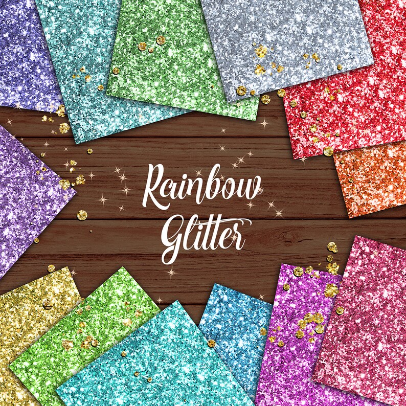 Glitter Digital Paper Pack Rainbow Realistic Sparkle Glittered - Etsy