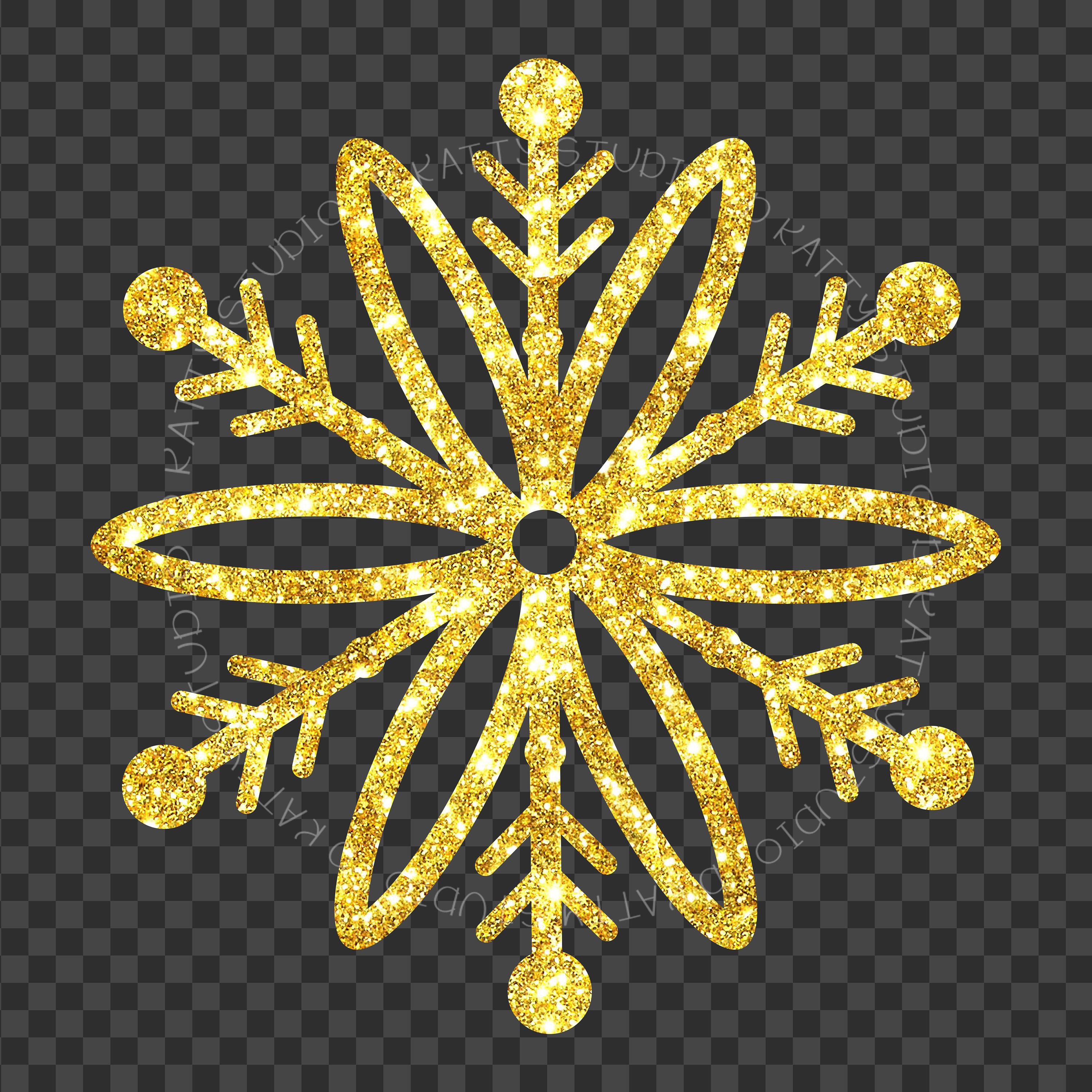 Gold Glitter Snowflake Clipart Christmas Winter Clip Art PNG - Etsy