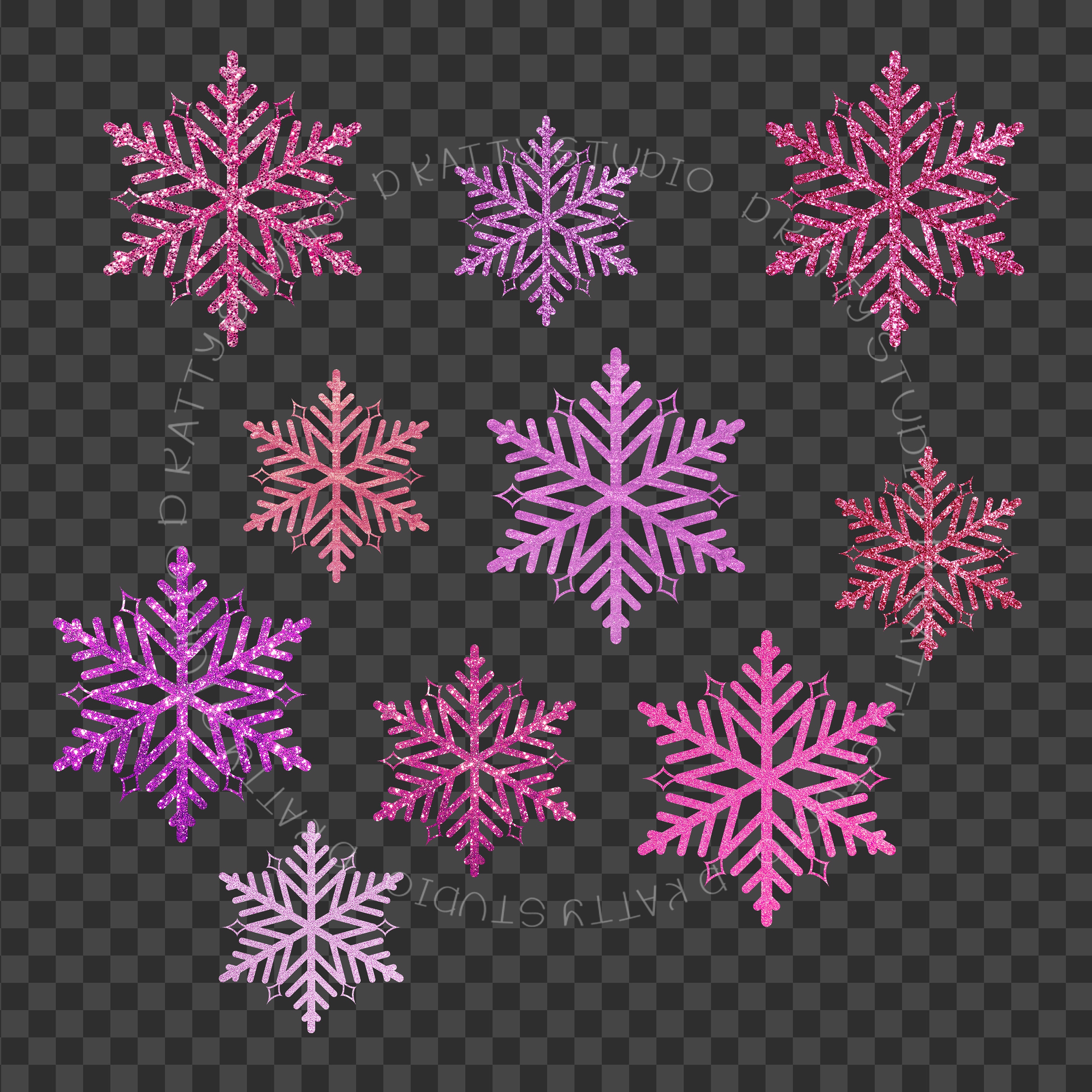 Pink Glitter Snowflakes Clipart Christmas Winter Clipart - Etsy
