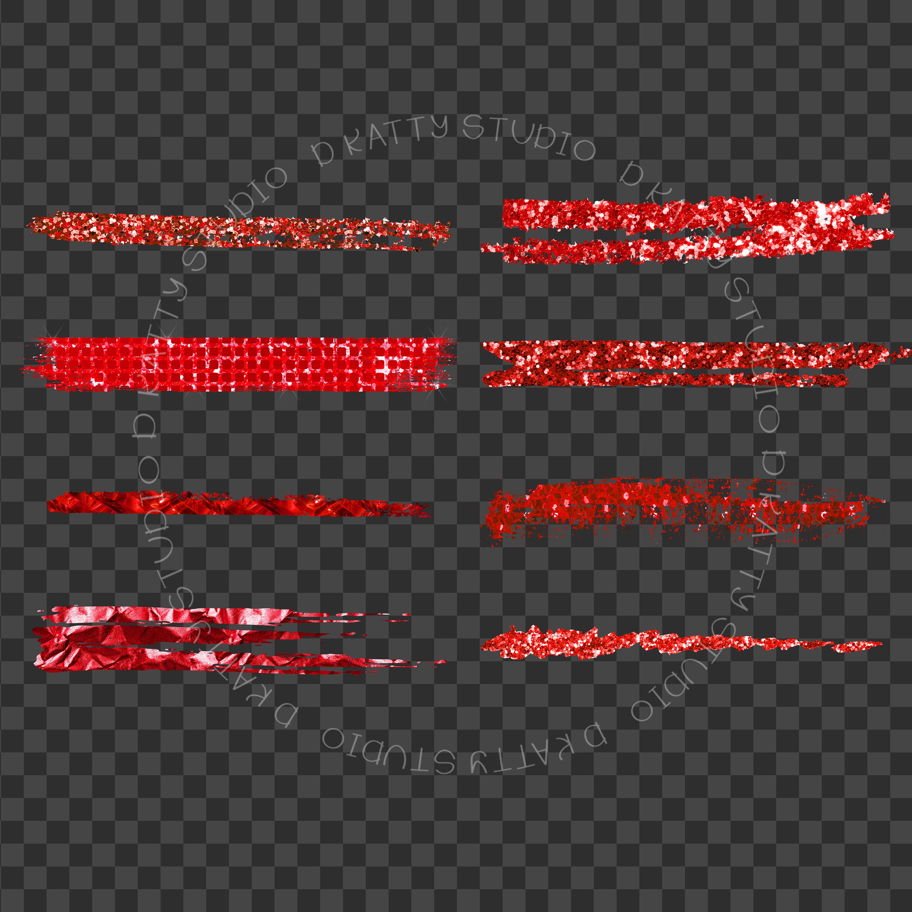 Red Glitter Brush Strokes Clipart With Foil and Glam Texture, Digital ...