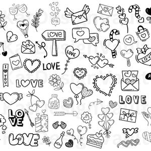 Valentine Doodles Svg Set, Hand Drawn Heart Svg, Love Svg, Doodle Heart ...