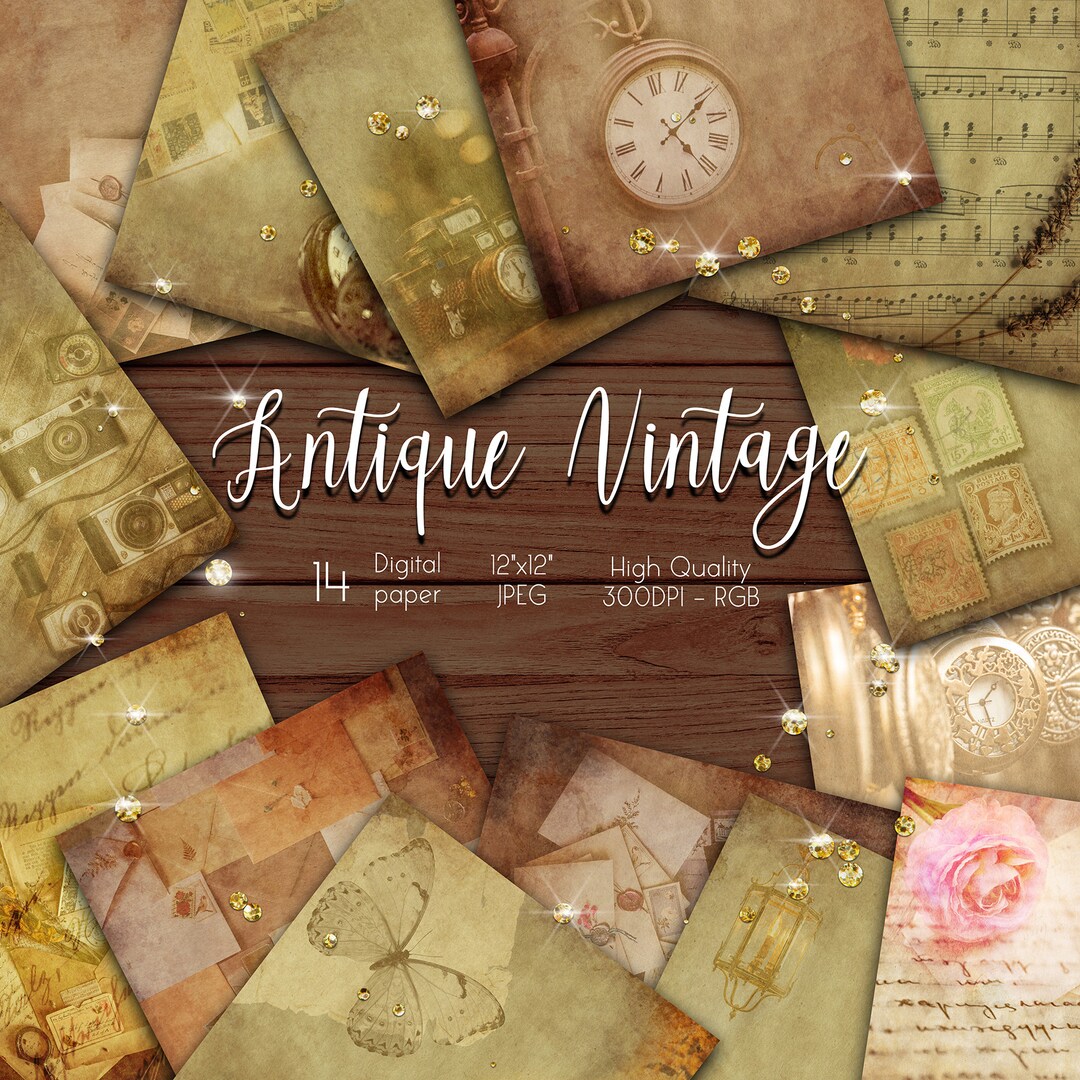 Antique Vintage Digital Paper for Scrapbook Ephemera - Etsy