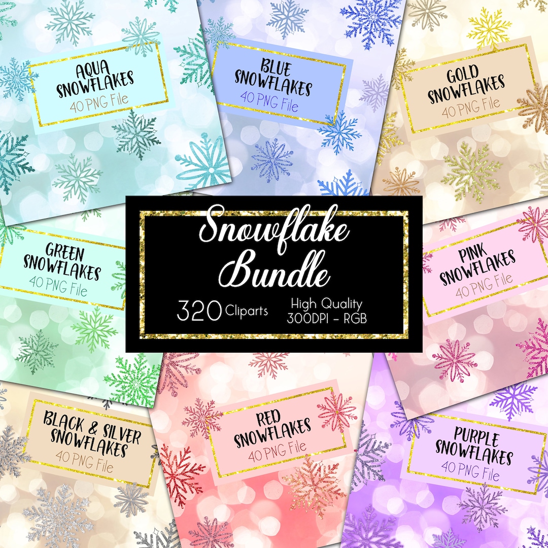 Snowflakes Clipart Bundle, Christmas, Winter Clipart PNG, Glittery ...