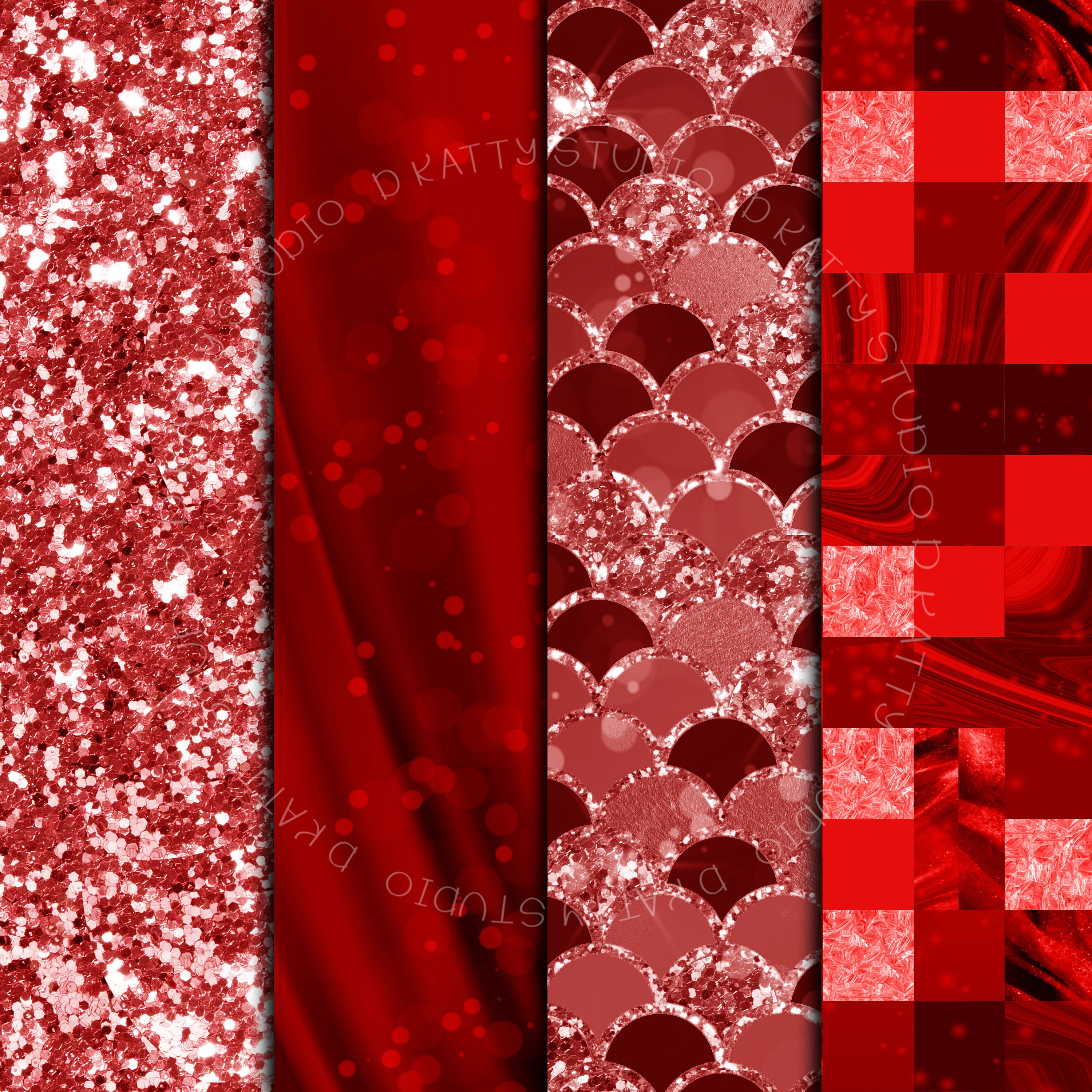 Luxury Shades of Red Digital Paper, Red Glitter Foil, Sequin, Diamond ...