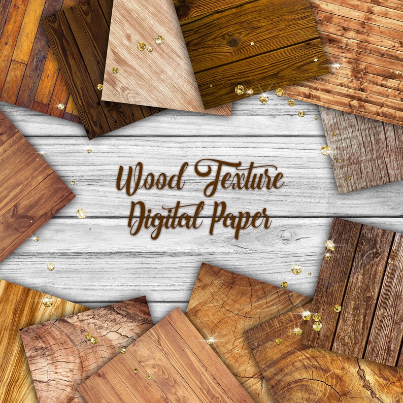 Wood Textures Digital Paper, Light and Dark Natural Wood Digital ...