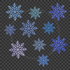 Snowflakes Clipart Bundle, Christmas, Winter Clipart PNG, Glittery ...