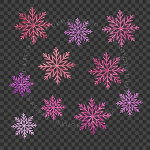 Snowflakes Clipart Bundle, Christmas, Winter Clipart PNG, Glittery ...