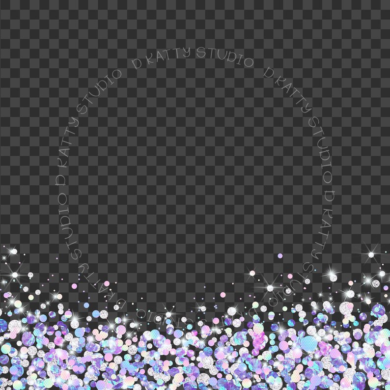 Holographic Glitter Borders Clipart for Party Invitation, Silver ...