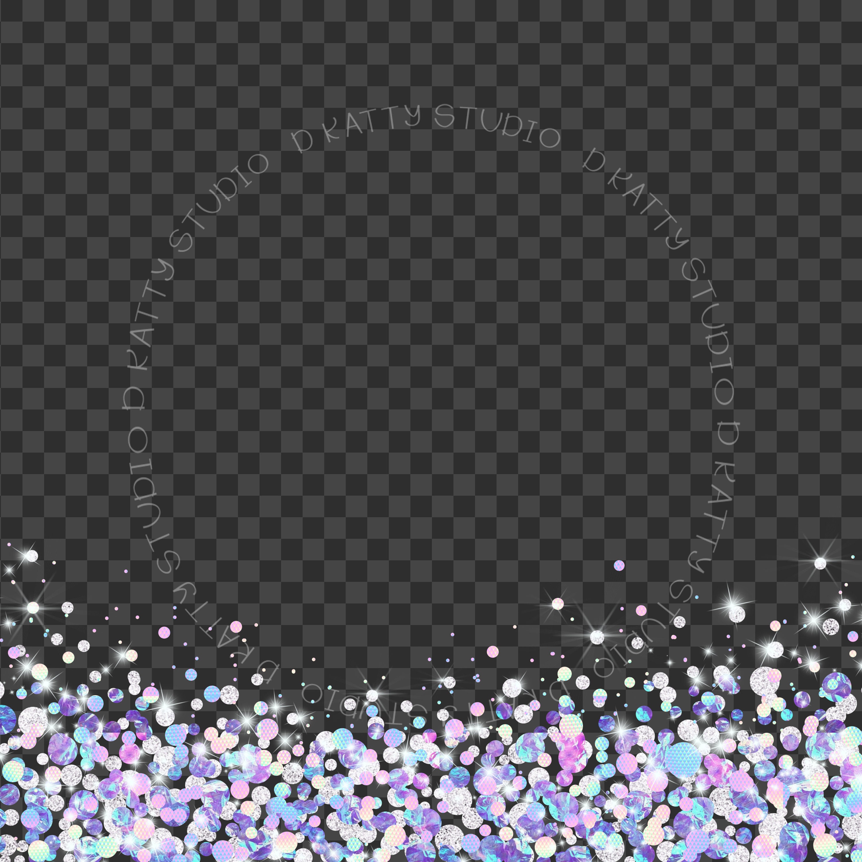 Holographic Glitter Borders Clipart for Party Invitation, Silver ...