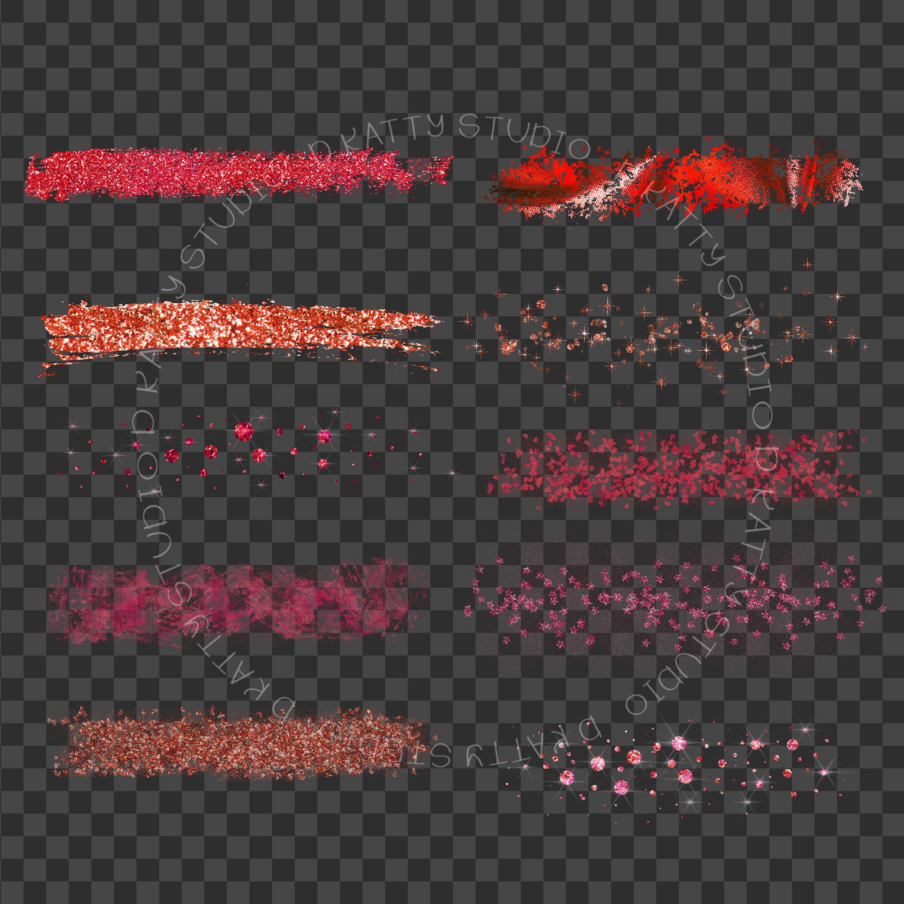 Red Glitter Brush Strokes Clipart With Foil and Glam Texture, Digital ...