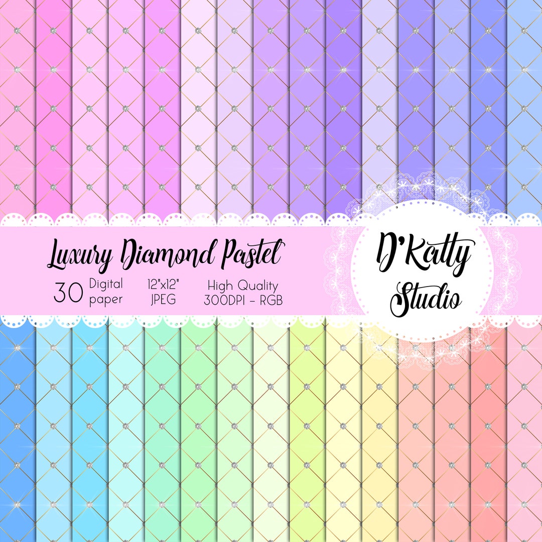 Luxury Diamond Digital Papers, Sparkling Diamond Pattern Scrapbook ...