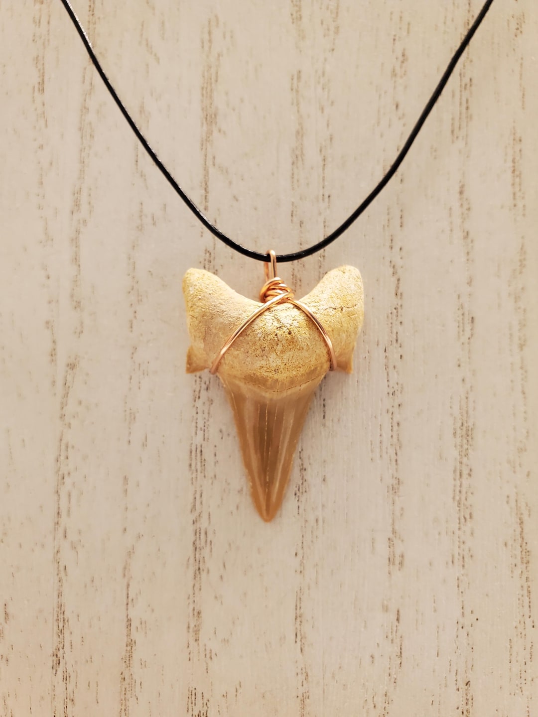 Large Shark Tooth Leather Necklace, Solid Copper Wrapped - Etsy