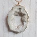 White Aura Geode Quartz Necklace, Gold Electroplated Stone, Leather ...
