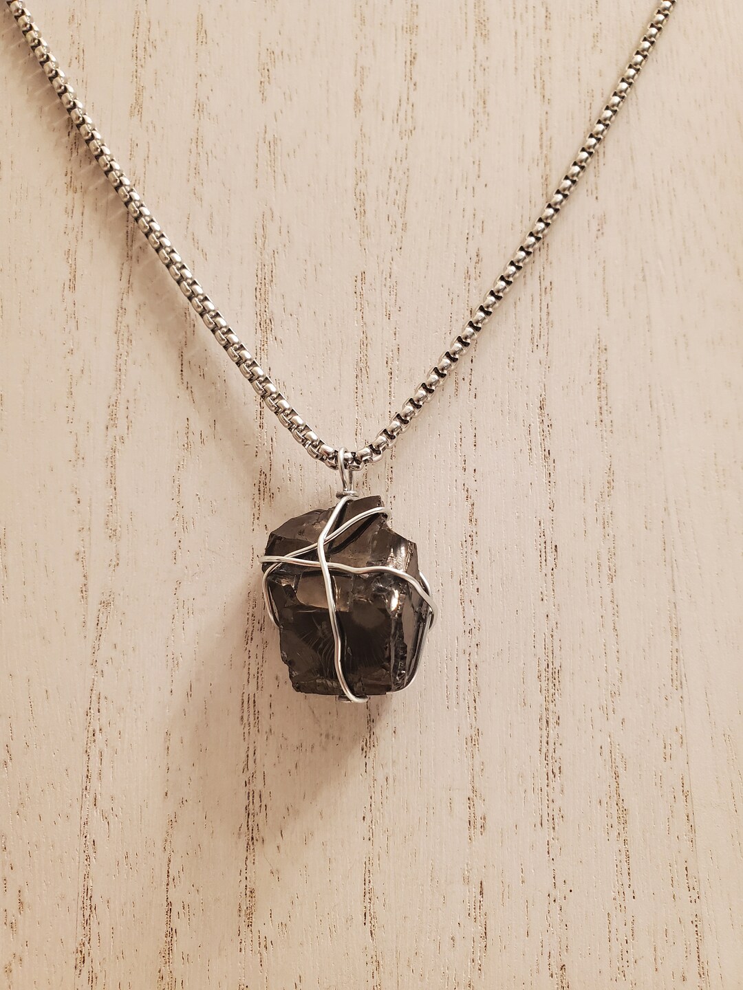 Large Elite Shungite Necklace, Stainless Steel Box Chain, EMF ...