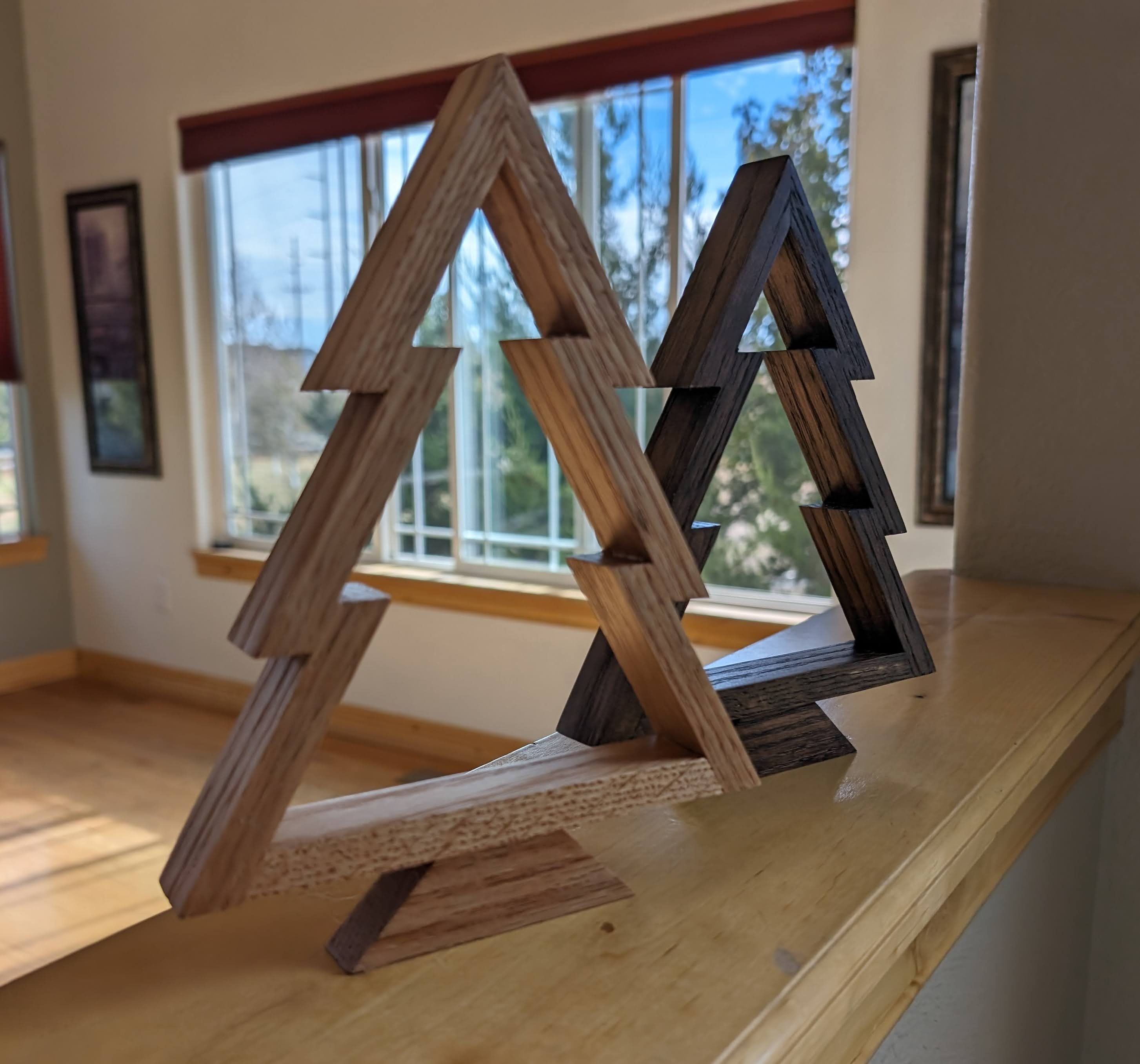 Solid Oak Christmas Tree Decorations for Mantles, Centerpieces and More ...