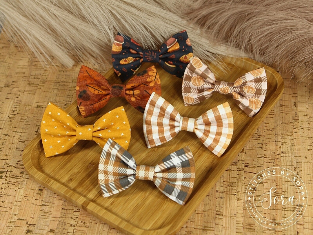 Fall Dog Bow Tie | Autumn Bow Tie for Dogs, Flannel Bowtie, Pumpkin Dog ...