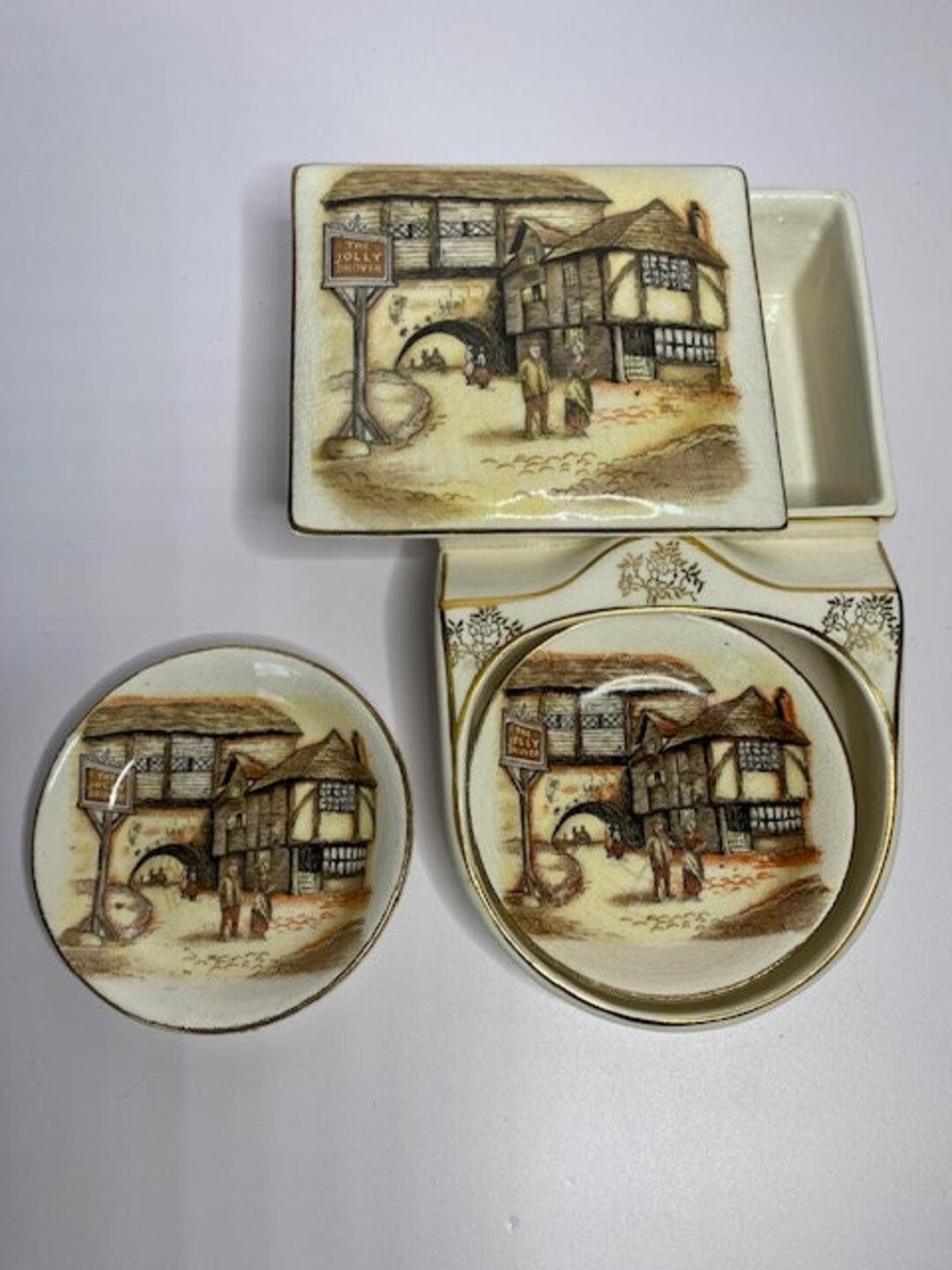 Vintage 1940s Sandland Ware 'the Jolly Drover' Porcelain Box and Dish ...