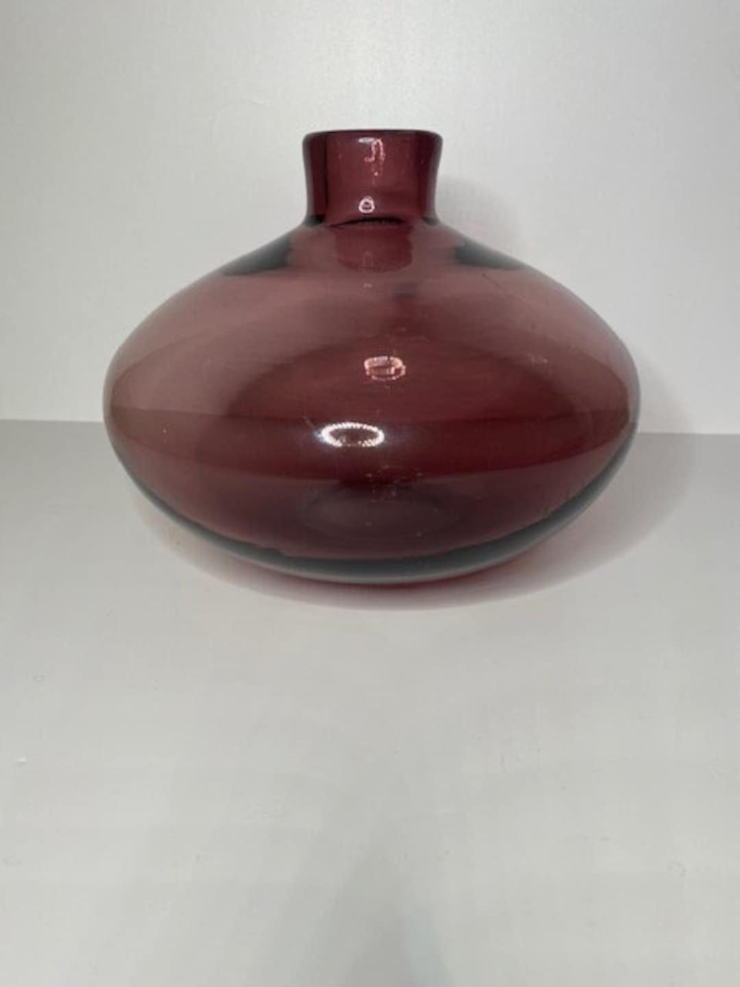 Vintage Amethyst Squat Round Onion Bulb Glass Vase - Etsy