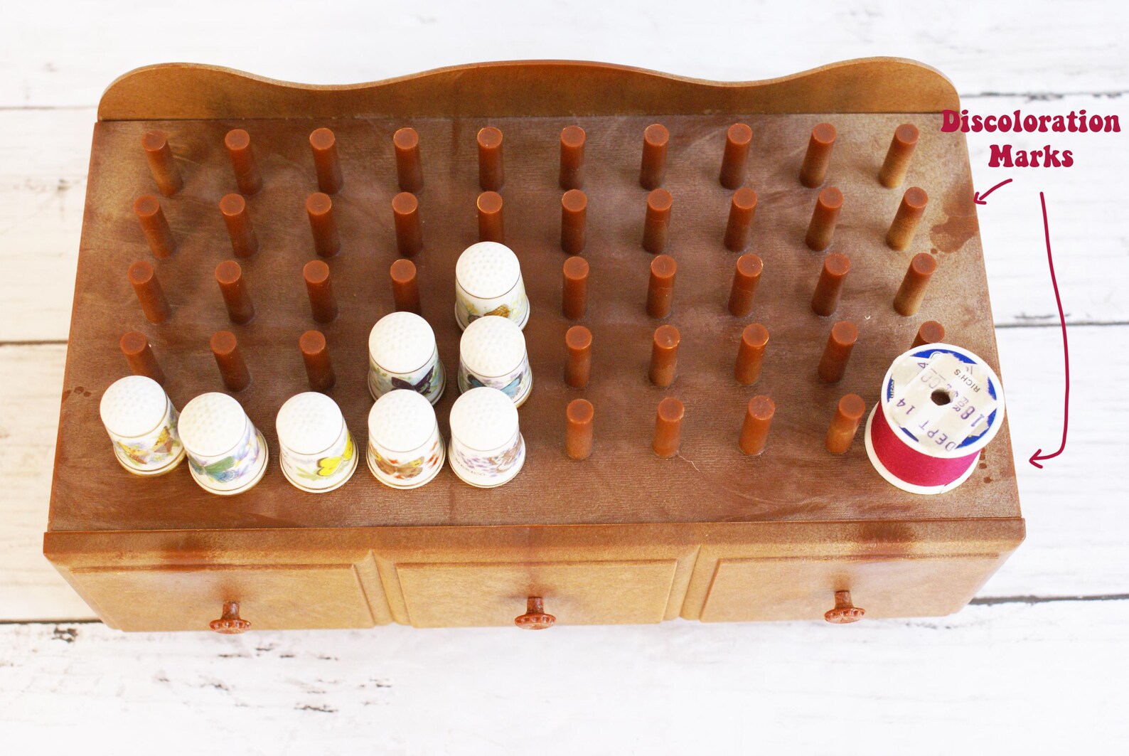 Plastic Thimble Holder/spool Holder With Drawer | Vintage Thimbles and ...