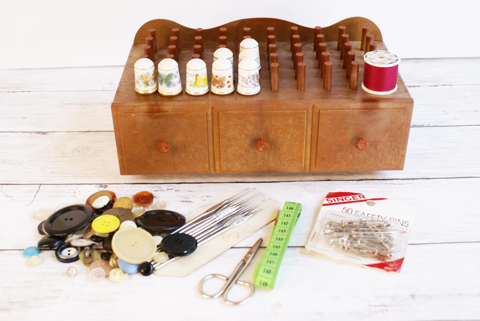 Plastic Thimble Holder/spool Holder With Drawer | Vintage Thimbles and ...