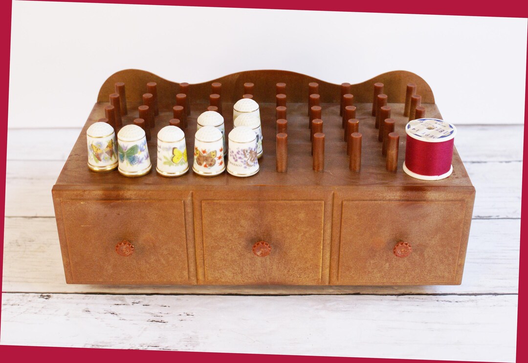 Plastic Thimble Holder/spool Holder With Drawer | Vintage Thimbles and ...