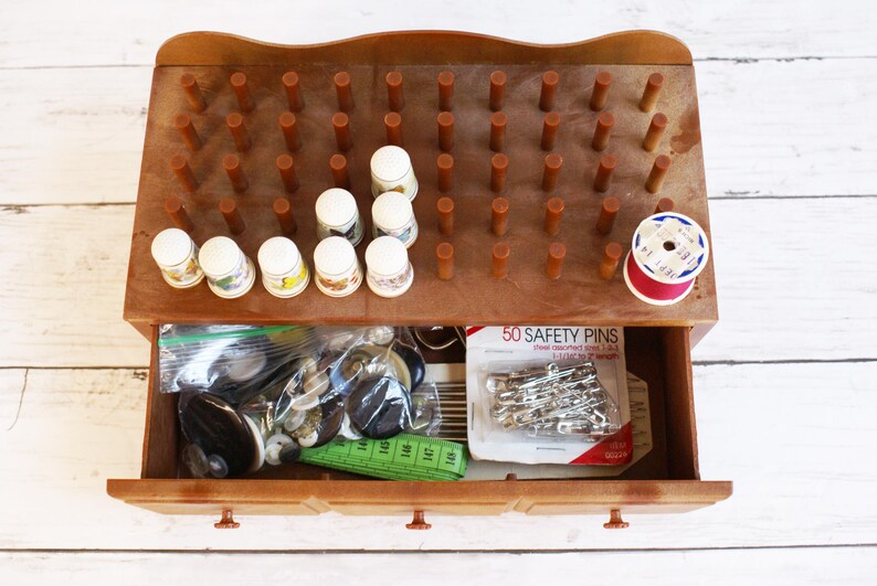 Plastic Thimble Holder/spool Holder With Drawer | Vintage Thimbles and ...