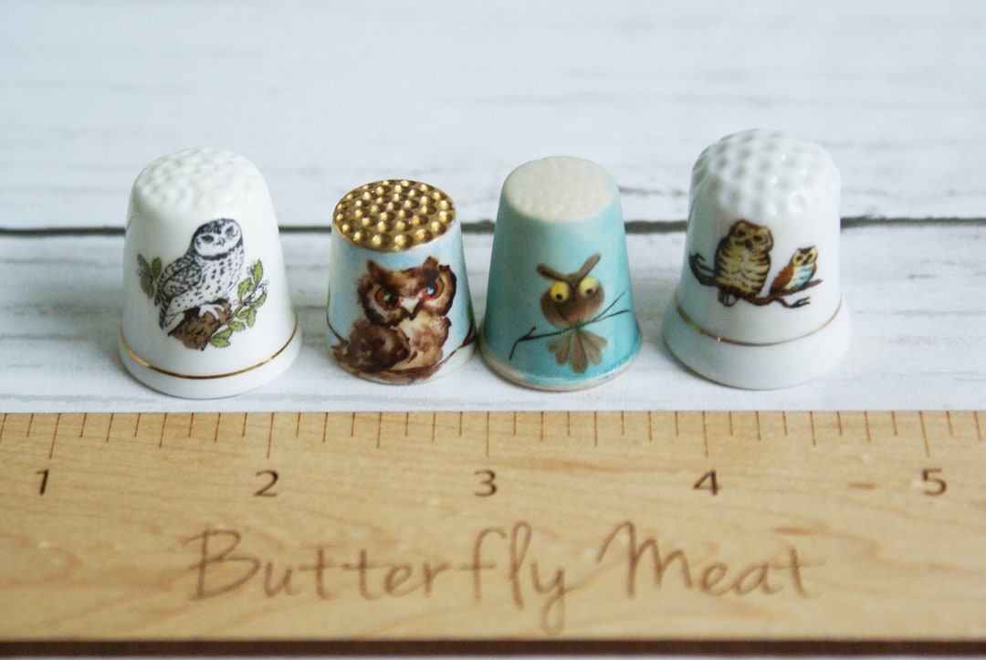 Vintage Thimbles Lot of 4 Owl Theme - Etsy