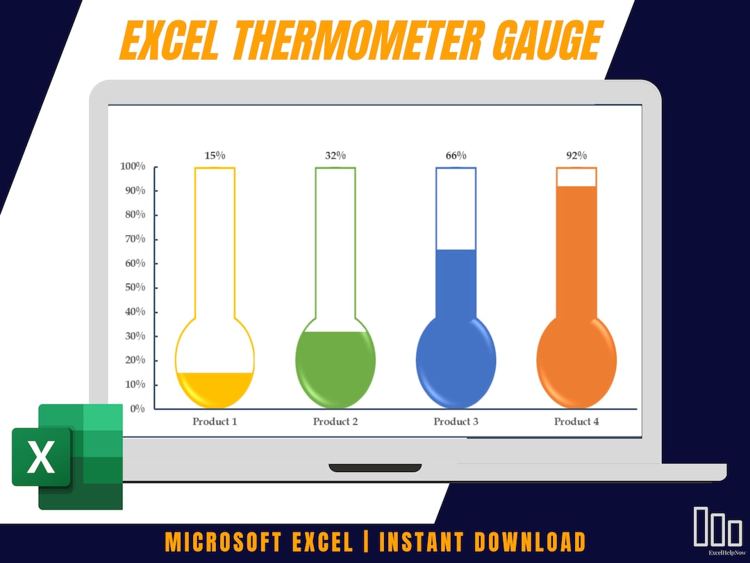 Thermometer Gauge Excel Template - Etsy