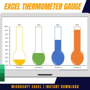 Thermometer Gauge Excel Template - Etsy