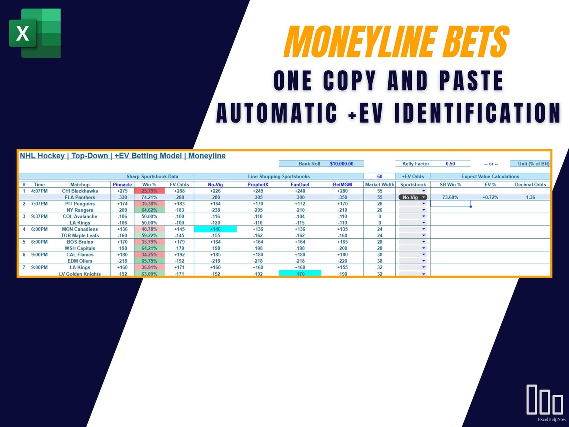 Pro Hockey Dynamic Expected Value Sports Betting Model + Odds Dashboard ...