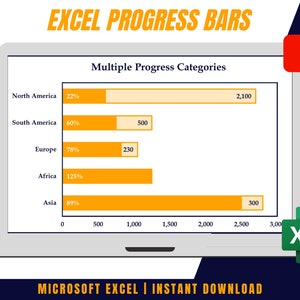 Excel Progress Bars Chart Template - Etsy