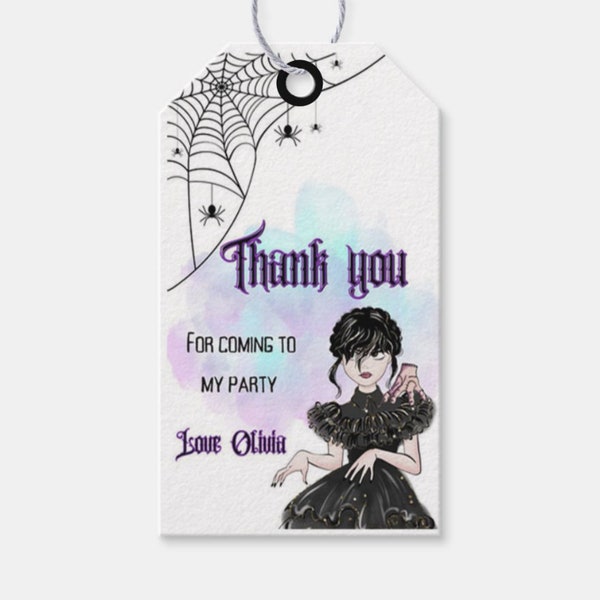 Wednesday Editable Party Tags - Etsy