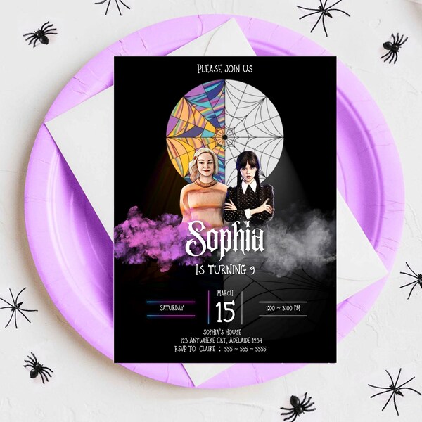 Wednesday and Enid Birthday Printable Invitations - Etsy