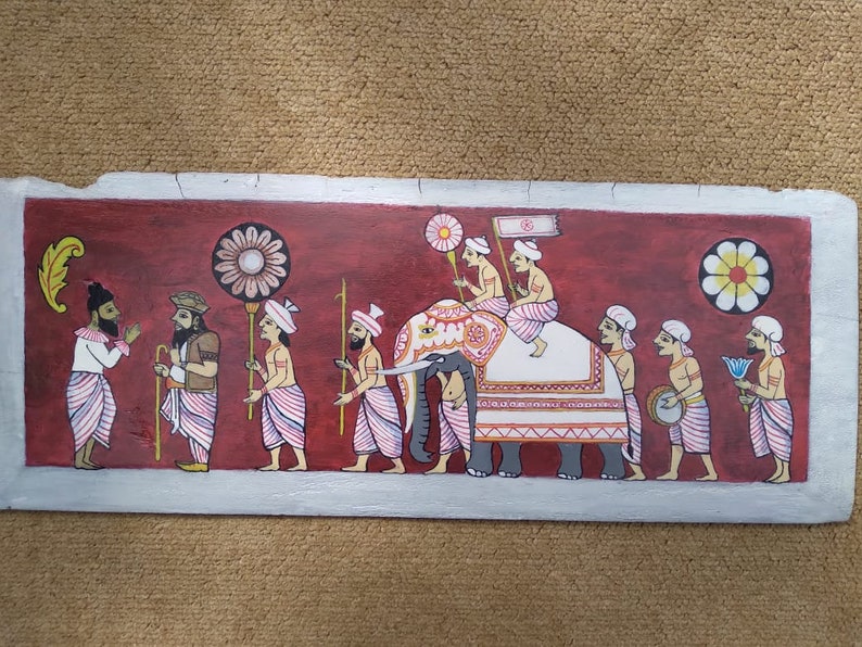 Hand Painted Kandy Perahera Painting on Wood Traditional Sri Lankan ...