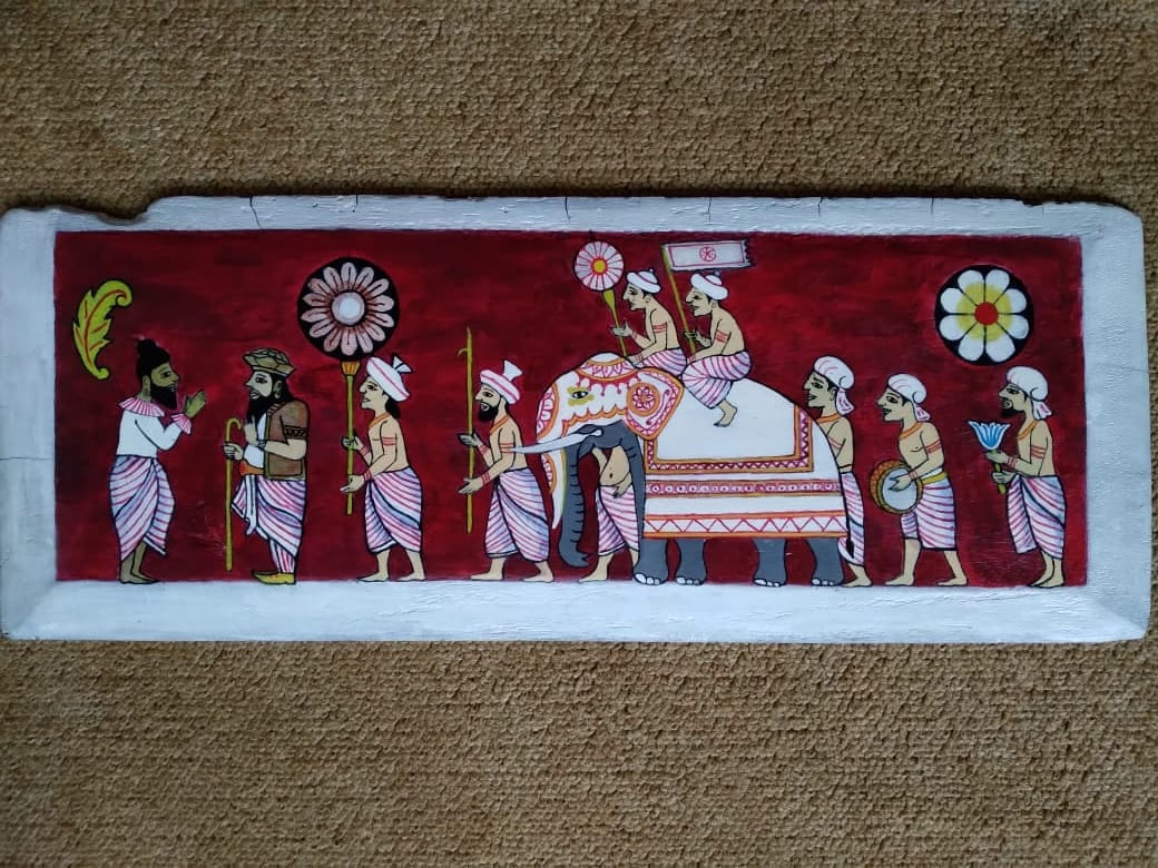 Hand Painted Kandy Perahera Painting on Wood Traditional Sri Lankan ...