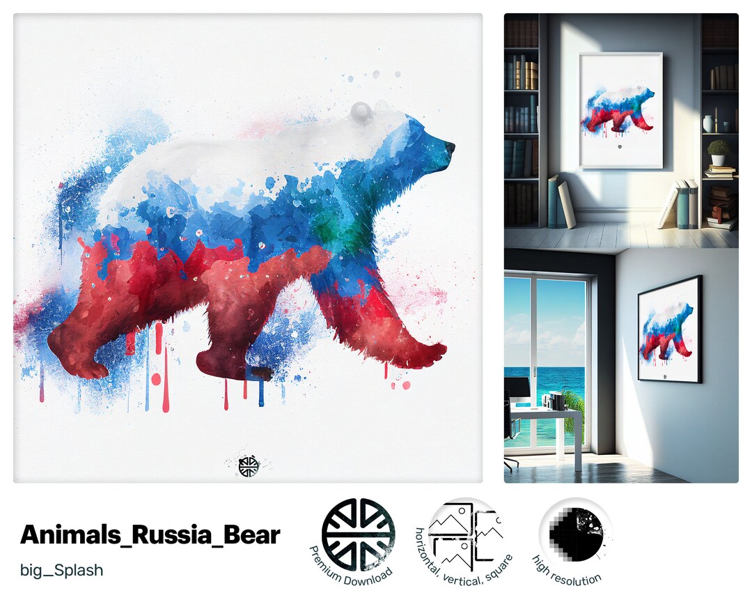 Bear Russian Artwork Russia Lover Free Bonus - Etsy