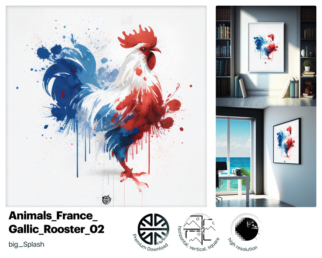 Vibrant French Gallic Rooster Artwork French Countryside Essence ...