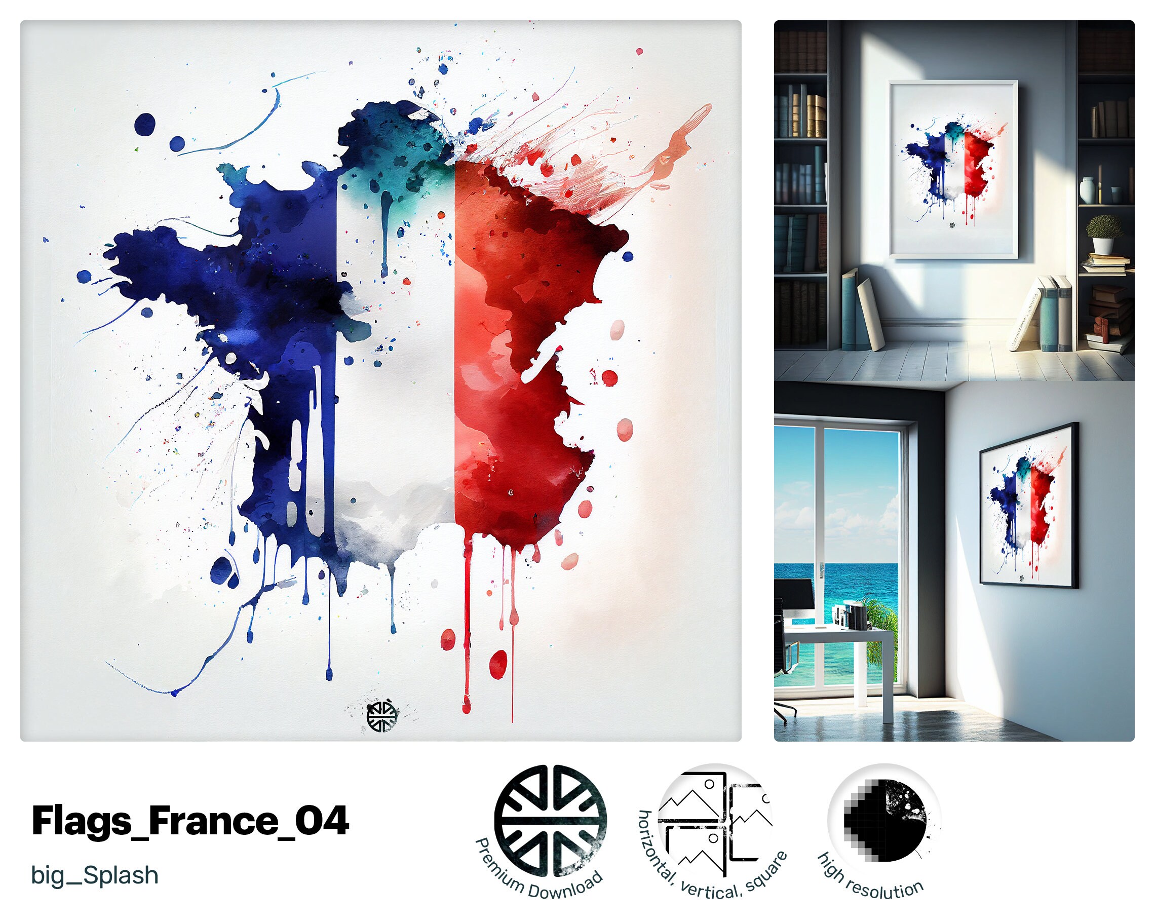 Majestic Large French Flag, Glamorous Digital Decoration, Graceful ...