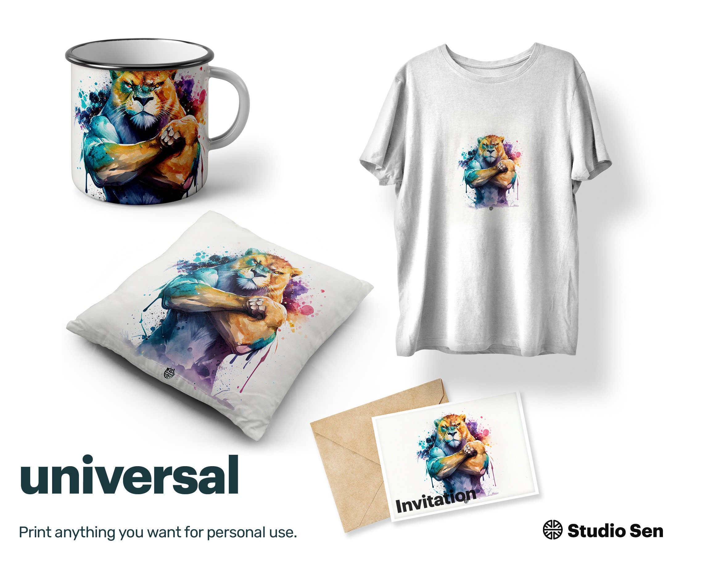 Regal Fun Lion Flex Muscle, Happy Oozing With Charm Screen Print ...