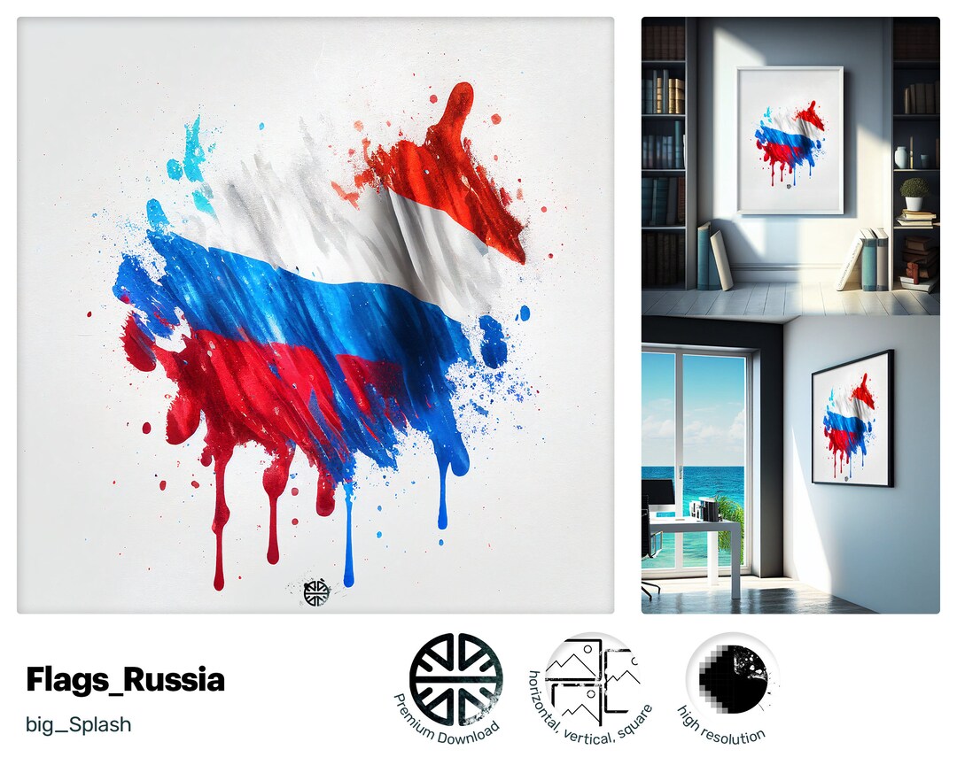Watercolor Russian Elegance: Vibrant Flag Colors Artistic - Etsy