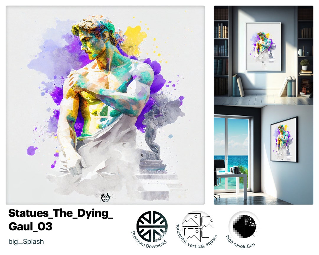 The Dying Gaul, Hellenistic Symbol, Sculpture, Watercolor Scan - Etsy