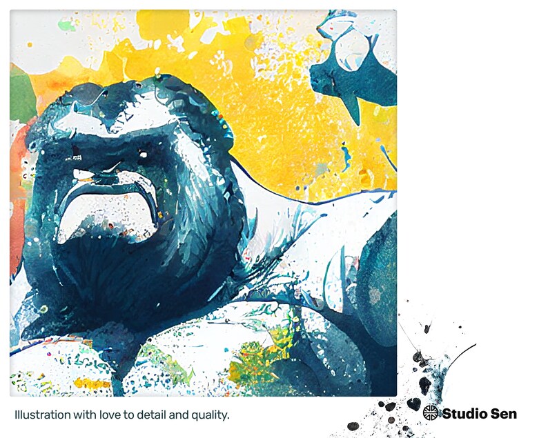 Strong Glowing Muscle Gorilla Dynamic Drawn Lithographs - Etsy