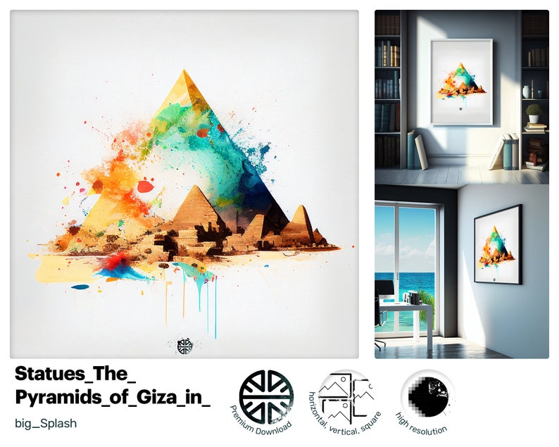 The Pyramids of Giza, Egyptian Symbol, Ancient, Printable File - Etsy