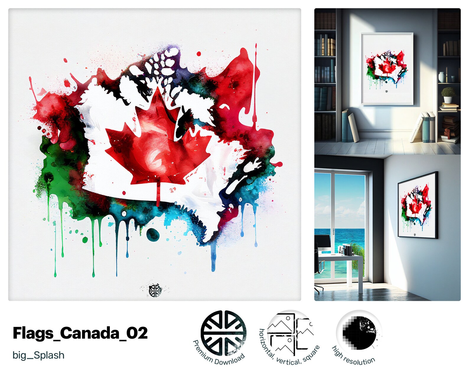 Calming Wall Art, Canadian Flag, Gift for Canada Fan, Watercolor Scan ...