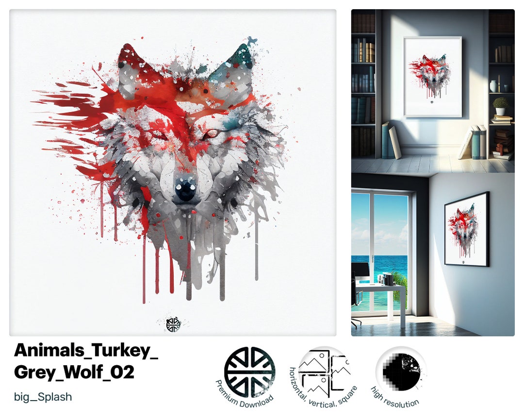 Gray Wolf, Turkish Artwork, Turkey Lover, Watercolor Painting - Etsy