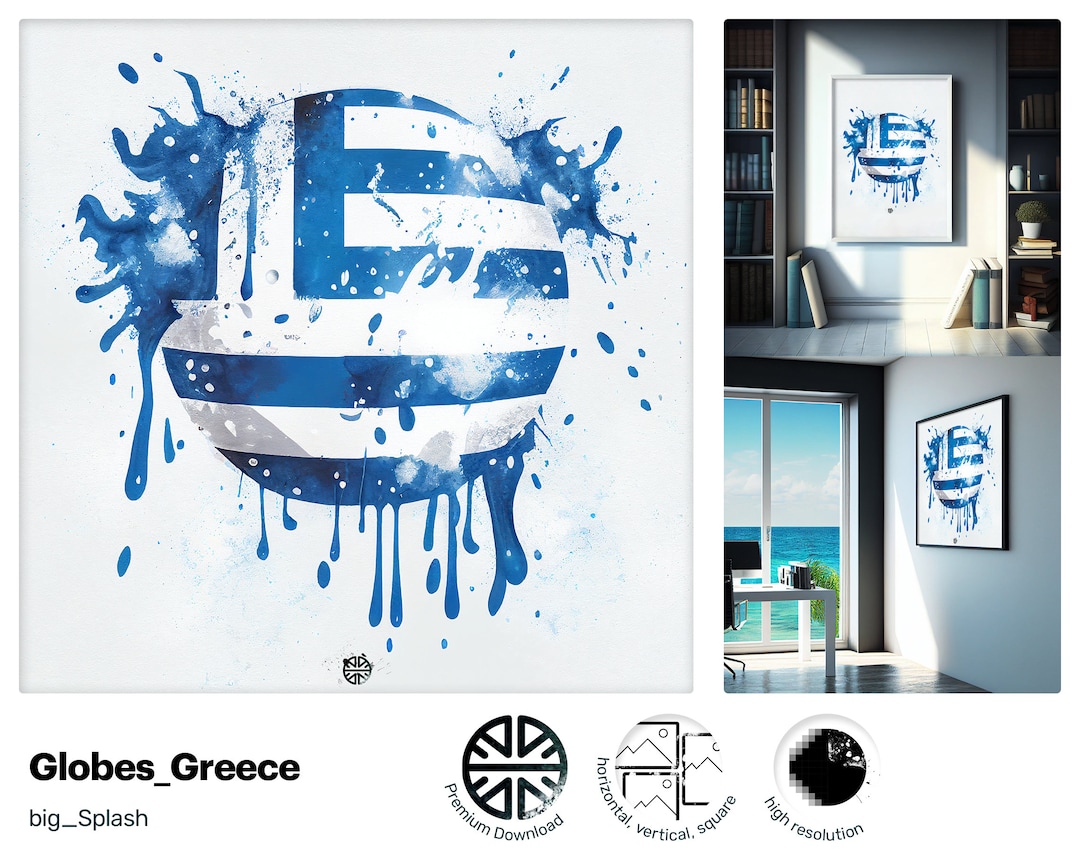 Digital Art, Greek Flag, Greece, Surprise Gift - Etsy