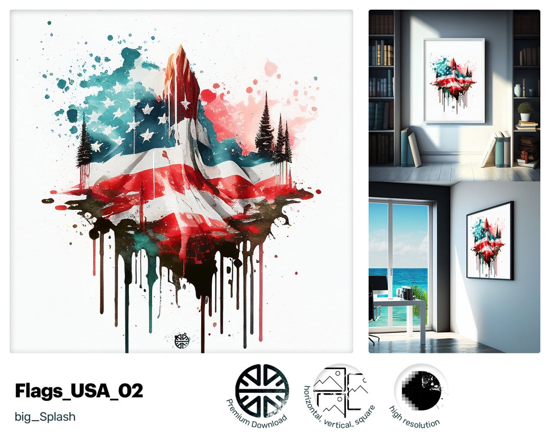 Caring Positive American Flag, Fun Sparkling Poster, Exquisite ...